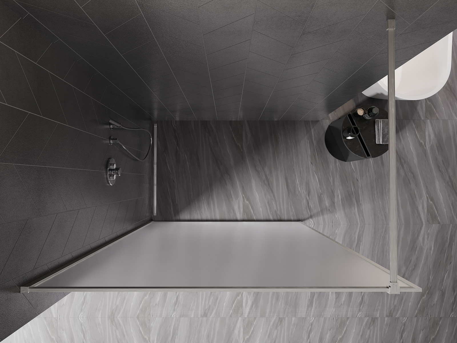 Mexen Kioto-XF dušo sienelė Walk-in su rėmu 150 x 202 cm, matinė 10 mm ...