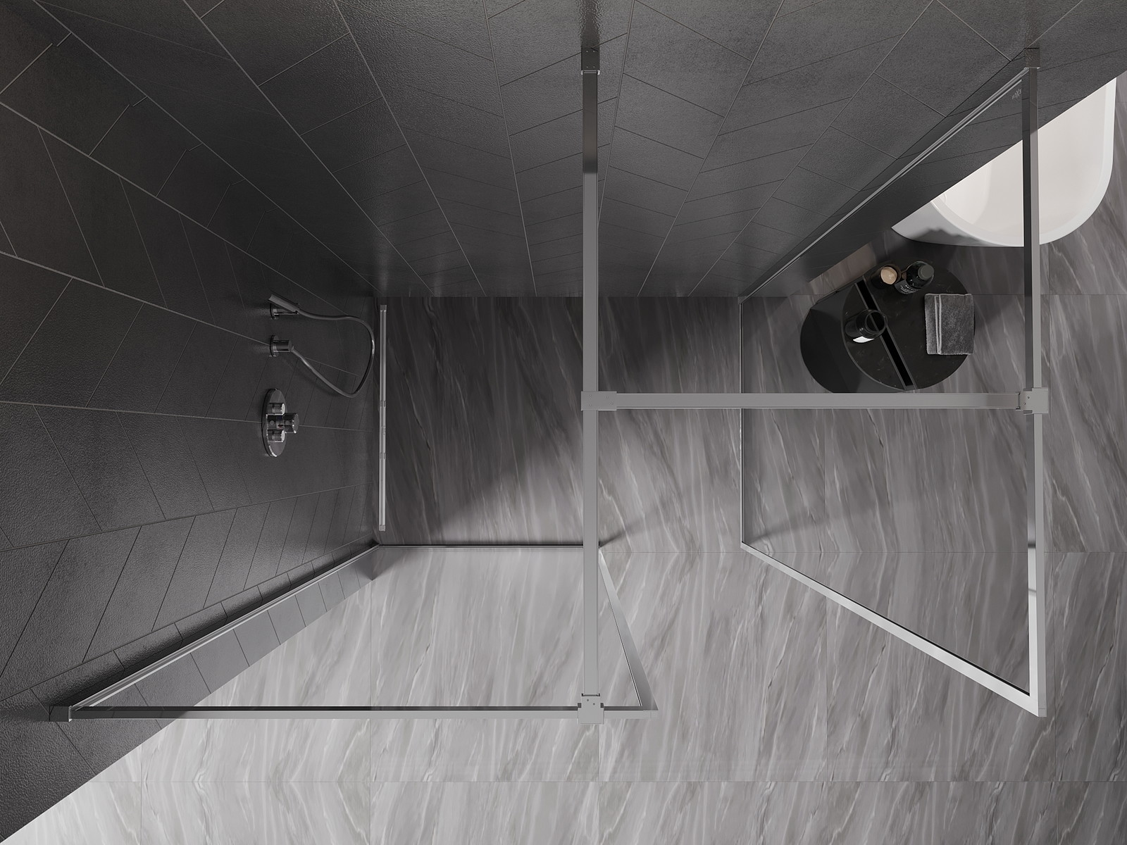 Mexen Kioto-XF dušo siena Walk-in su rėmu 110 x 90 cm, skaidri 10 mm ...